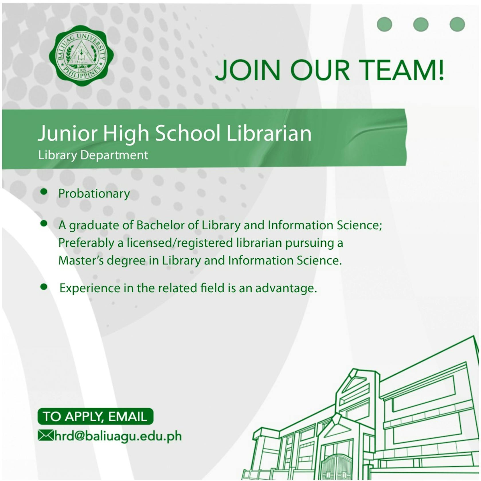 Junior High School Librarian - Baliuag U